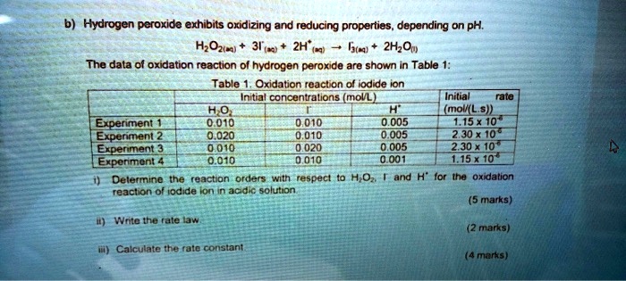 SOLVED: Hydrogen peroxide exhibits oxidizing and reducing properties ...