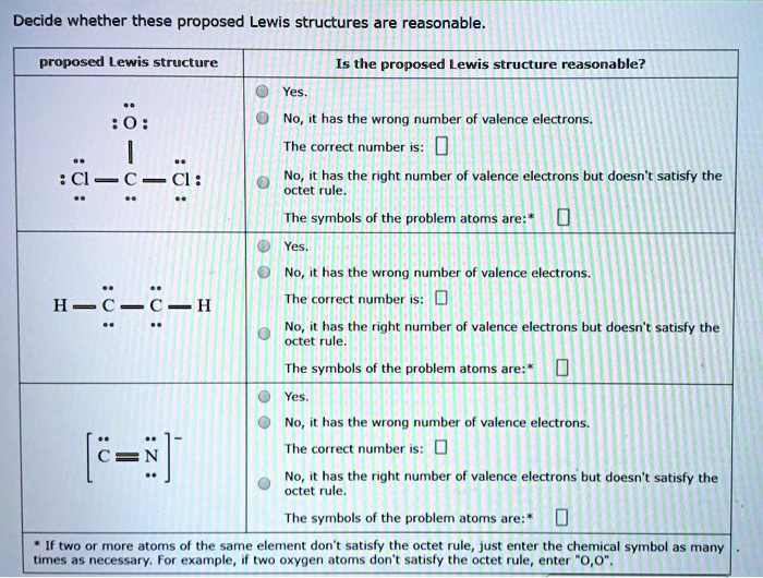 decide whether these proposed lewis structures are reasonable proposed ...