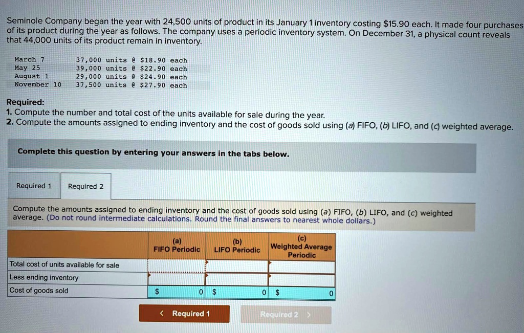 SOLVED: Compute the amounts assigned to ending inventory and the cost of goods sold using (a ...