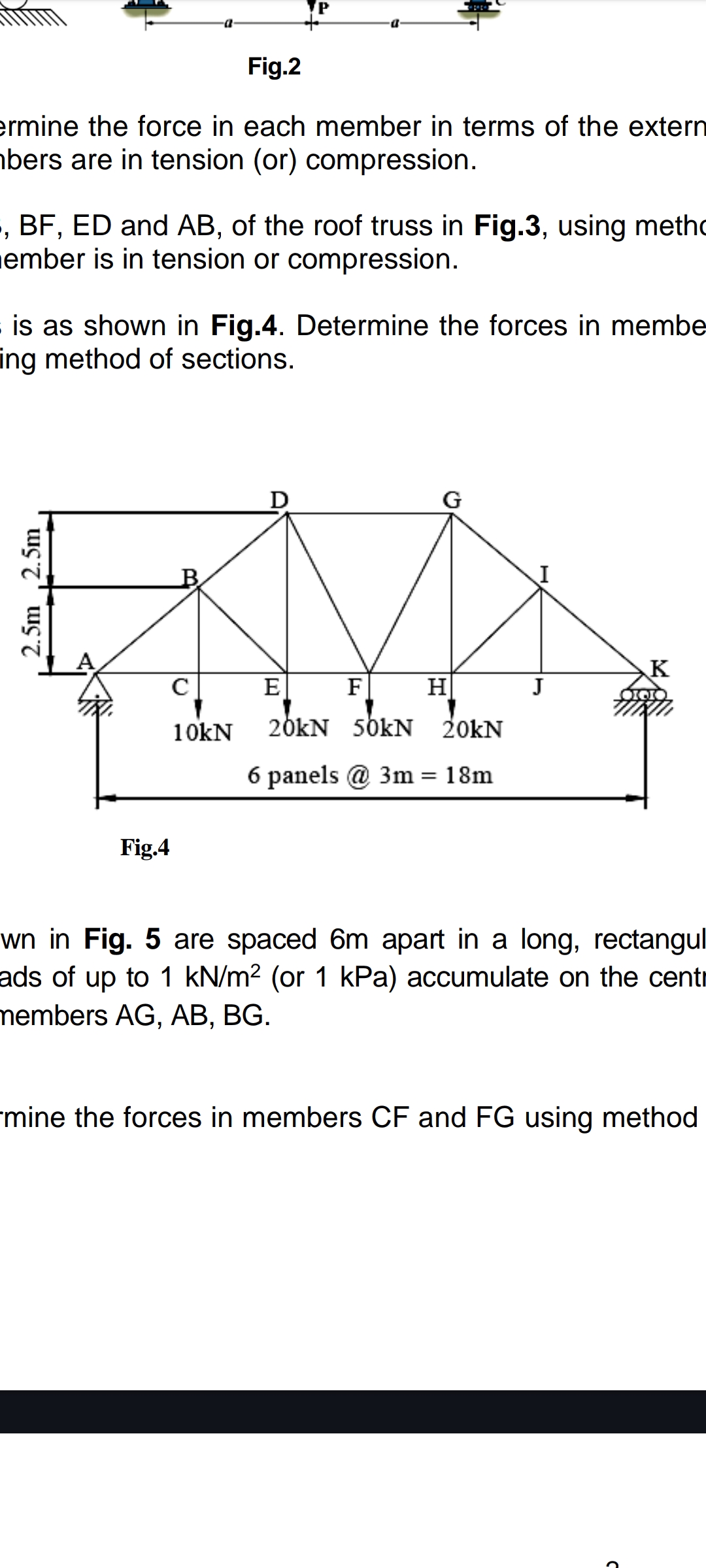 Fig. 2 remine the force in each member in terms of the extern ibers are ...