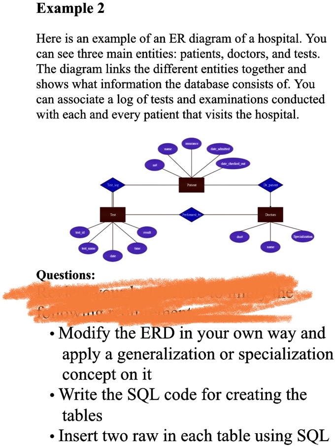 Example 2 Here is an example of an ER diagram of a hospital. You can ...