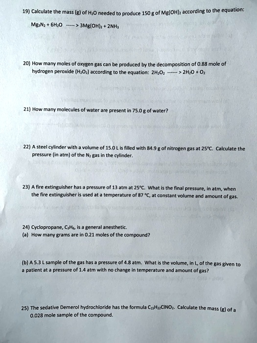 19 calculate the mass bl of hzo needed 150 g of mgohj according the ...