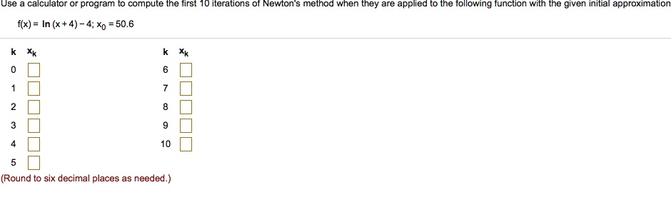 Solved Use Calculator Or Program To Compute The First 10 Iterations Of Newton S Method When