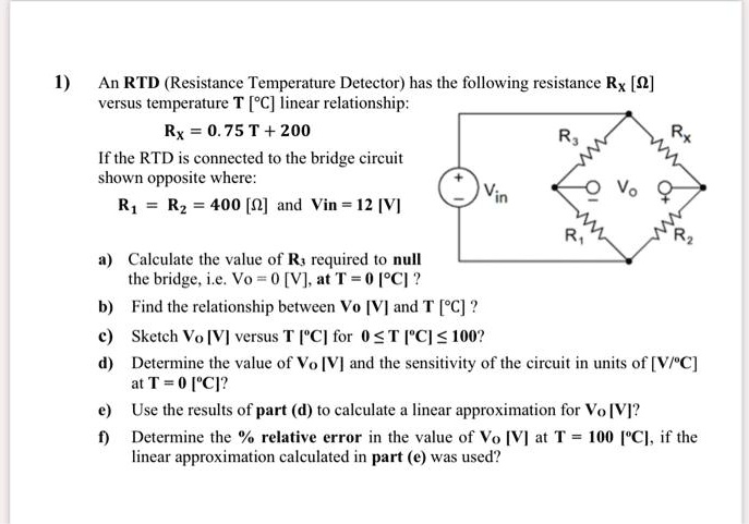 SOLVED: An RTD (Resistance Temperature Detector) has the following resistance Rx [Î©] versus ...