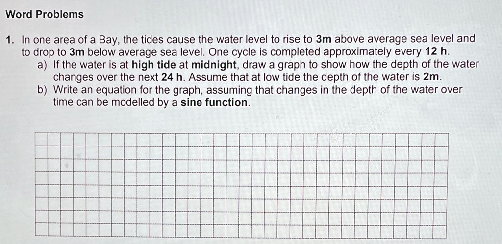 word problems in one area of a bay the tides cause the water level to ...