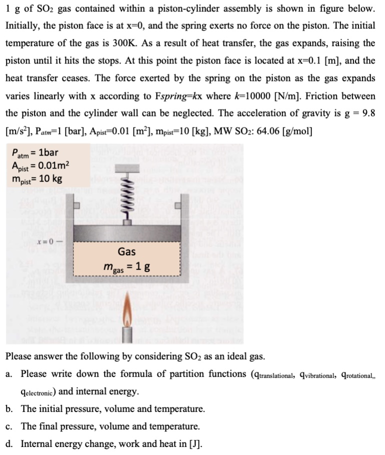 SOLVED: The amount of SO2 gas contained within a piston-cylinder ...