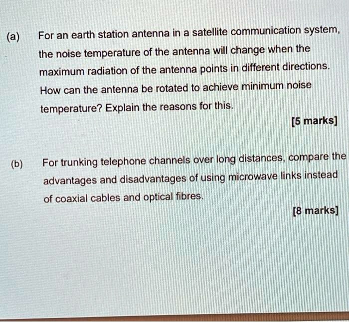 SOLVED: (a) For an earth station antenna in a satellite communication ...