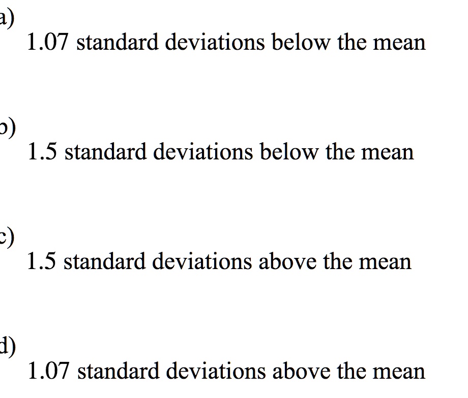 1 107 Standard Deviations Below The Mean 15 Standard Deviations Below The Mean 15 Standard