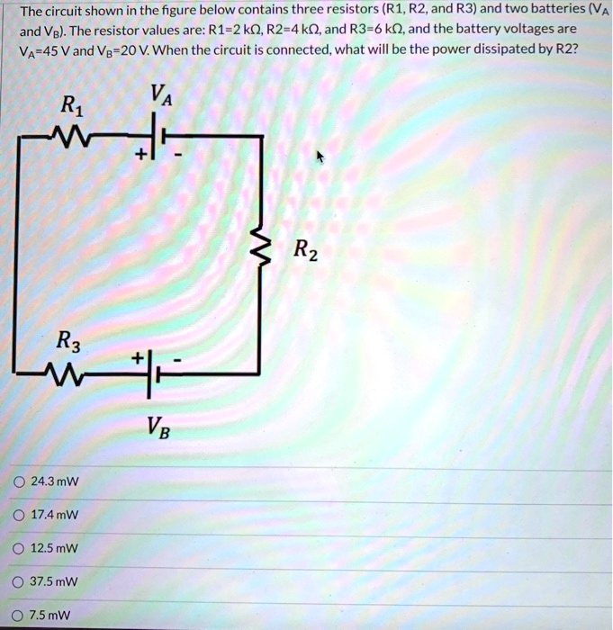 SOLVED: The circuit shown in the figure below contains three resistors ...