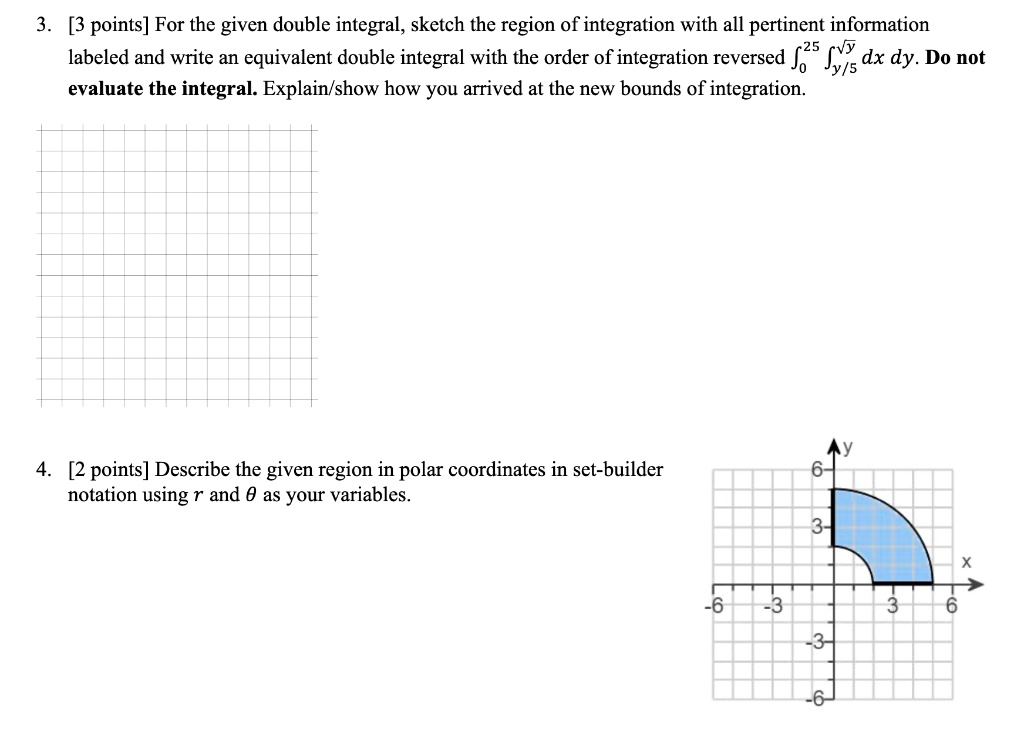 SOLVED:[3 points] For the given double integral, sketch the region of integration with all ...