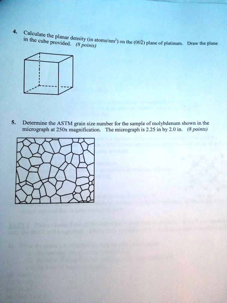 SOLVED: Calculate the planar density of atoms on the (002) plane of ...