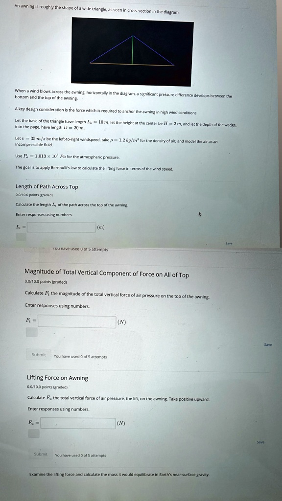 An awning is roughly the shape of a wide triangle, as seen in cross ...