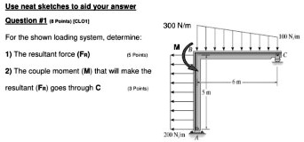 SOLVED: Use neat sketches to aid your answer. For the shown loading system, determine: 1. The ...