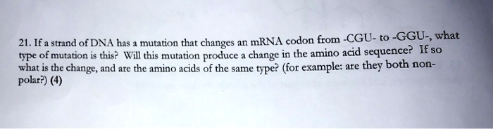 21. If a strand of DNA has a mutation that changes an mRNA codon from ...
