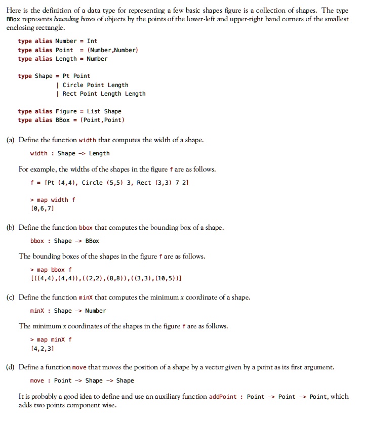 SOLVED: Here is the defirition of data type tor representin few basic shapes figure is ...