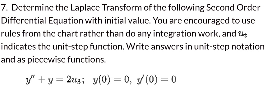7 determine the laplace transform of the following second order ...