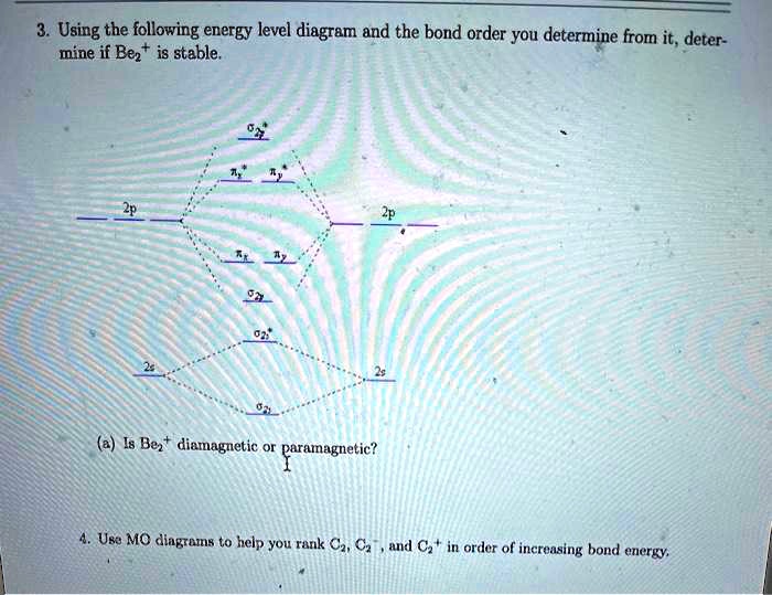 SOLVED: Using the following energy level diagram and the bond order you ...