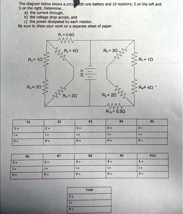 SOLVED: The diagram below shows a circu ith one battery and 10 resistors;5 on the left and 5 on ...