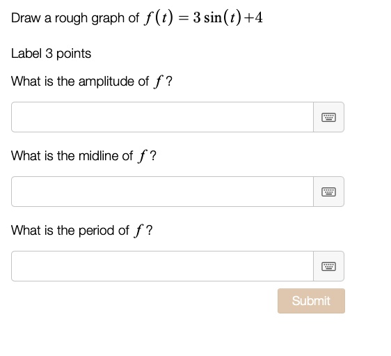 SOLVED: Draw a rough graph of f(t) = 3 sin(t)+4 Label 3 points What is ...