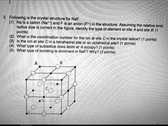 SOLVED:2. Following is the crystal structure for NaF Nais a cation (Na ...