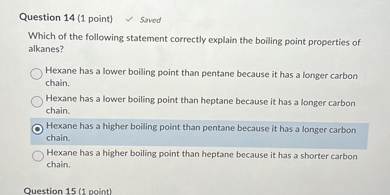 Question 14 (1 point) Soved Which of the following statement correctly ...