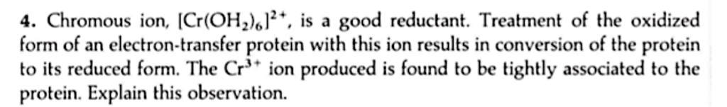 4 chromous ion icrohl is good reductant treatment of the oxidized form ...