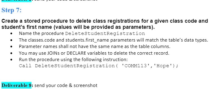 Solved Please Help Me With The Provided Step 7 I Am A Bit Confused With Stored Procedures