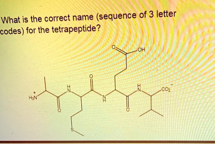 SOLVED: What is the correct name (sequence of 3 letter codes) for the ...