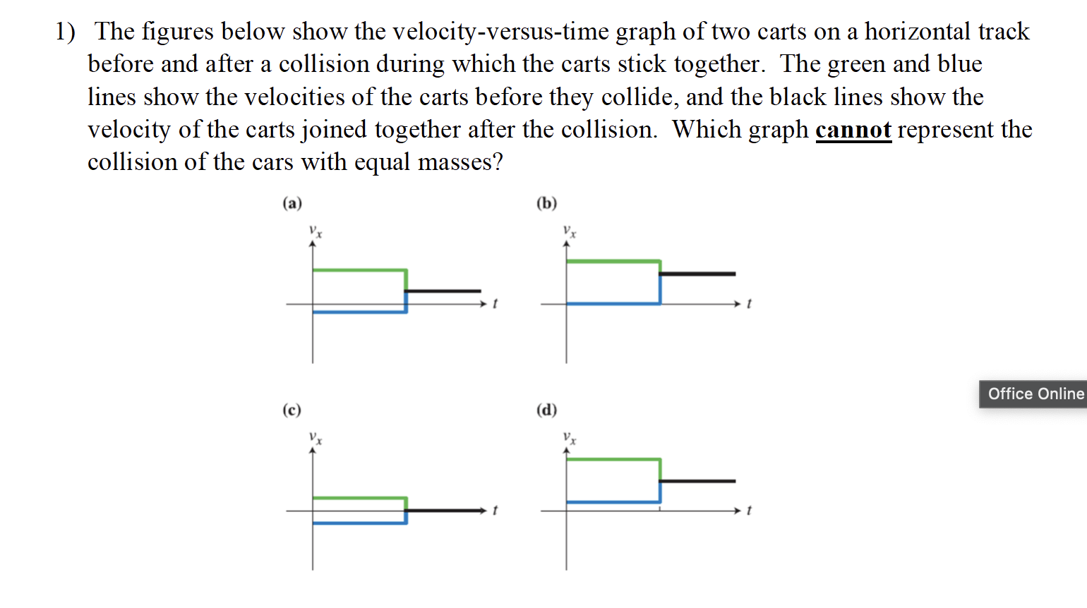 SOLVED: 1) The figures below show the velocity-versus-time graph of two ...