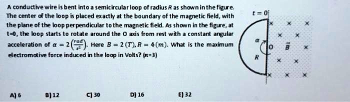 SOLVED: Text: A conductive wire is bent into a semicircular loop of radius R as shown in the ...