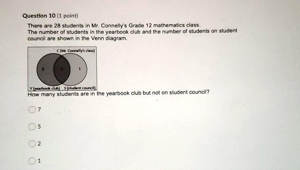 Question 10 (1 point) There are 28 students in Mr. Connelly's Grade 12 ...