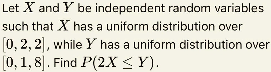 SOLVED: Let x and Y be independent random variables such that x has a uniform distribution over ...