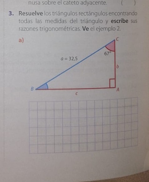 nusa sobre el cateto adyacente. 3. Resuelve los triángulos rectángulos ...