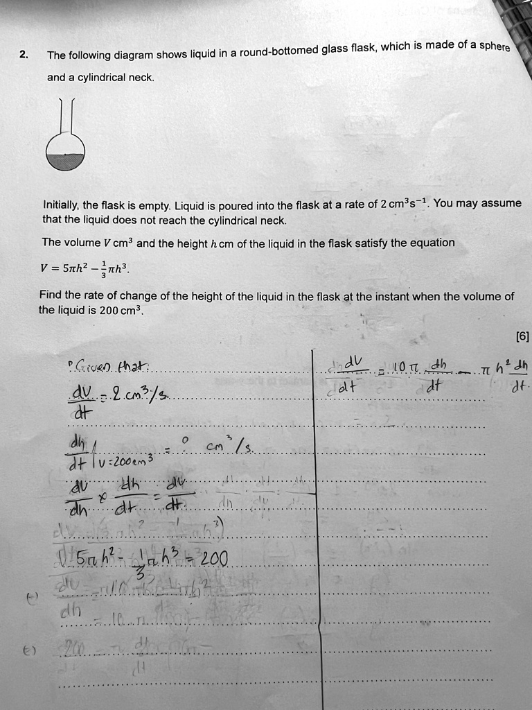 2. The following diagram shows liquid in a round-bottomed glass flask ...