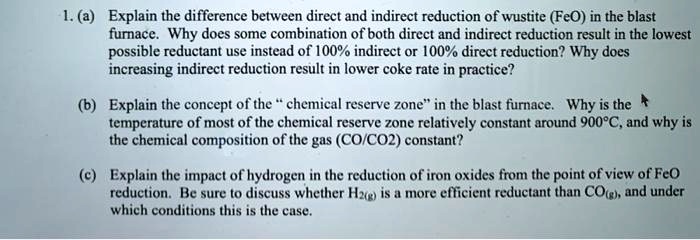 SOLVED: a. Explain the difference between direct and indirect reduction ...