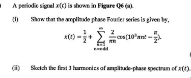 SOLVED: A periodic signal xt is shown in Figure Q6(a (!) Show that the ...