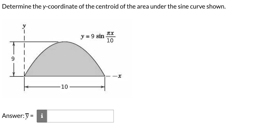 SOLVED: Determine the Y-coordinate of the centroid of the area under the sine curve shown. Given ...