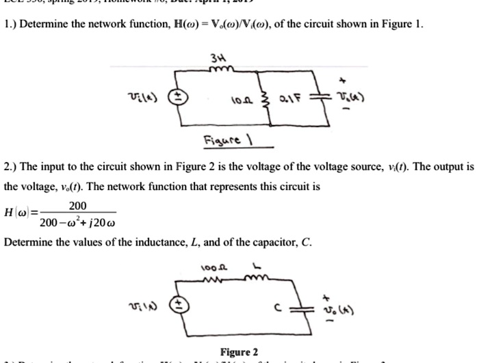 1.) Determine the network function, H(?) = V(0)/V(?), of the circuit shown in Figure 1. 3H ??)(± ...