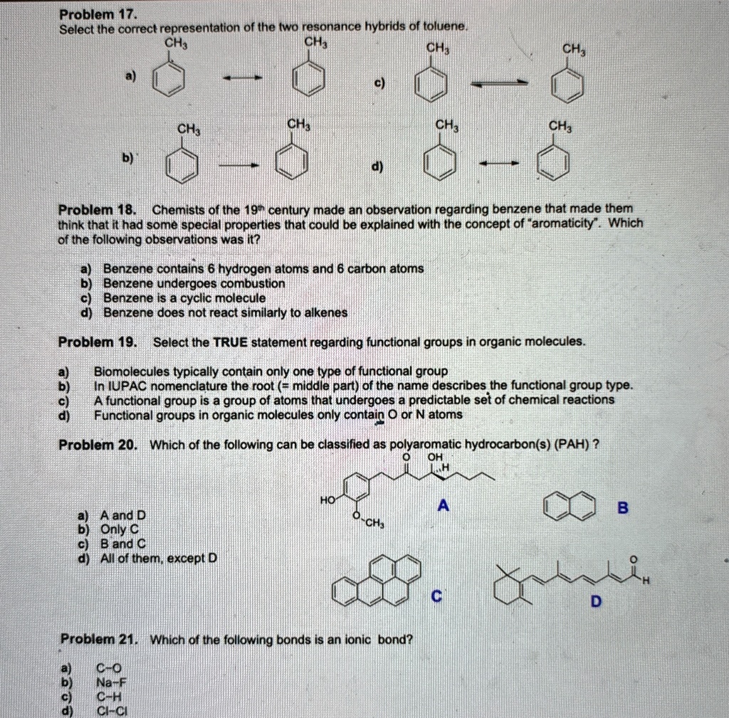 Problem 17. Select the correct representation of the two resonance ...