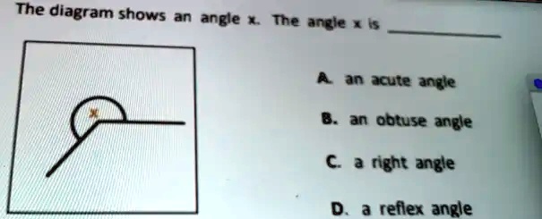SOLVED: The diagram shows an angle: - An acute angle - An obtuse angle ...