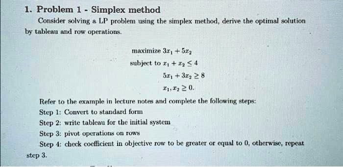 Solved Texts 1 Problem 1 Simplex Method Consider Solving An Lp Problem Using The Simplex 9517