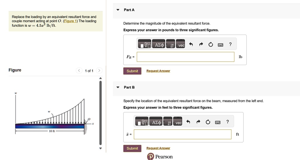 SOLVED: Part A Replace the loading by an equivalent resultant force and couple moment acting at ...