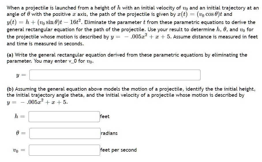 SOLVED: When a projectile is launched from a height of h with an ...