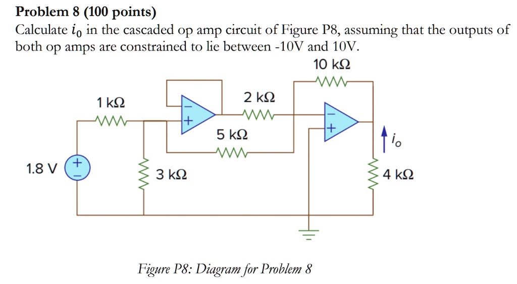 SOLVED: Step by step of this specefic op amp circuit Problem 8 (100 ...