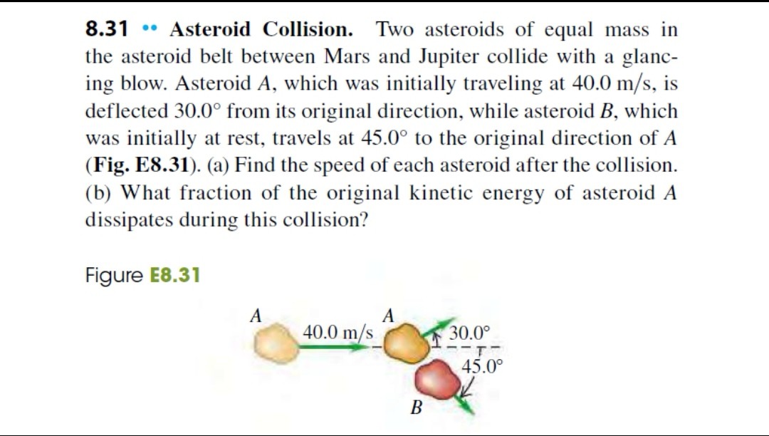 SOLVED: 8.31 Asteroid Collision. Two asteroids of equal mass in the ...