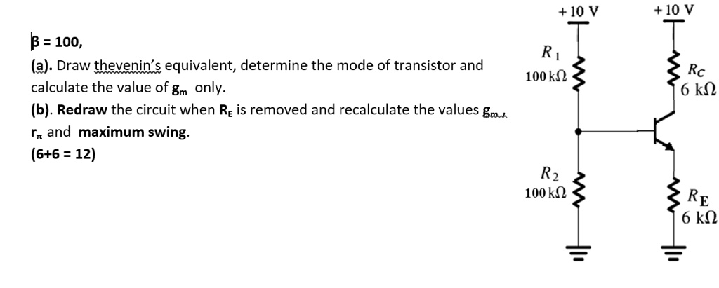 SOLVED: +10 V +10 V = 100, Ri (a). Draw Thevenin's equivalent ...
