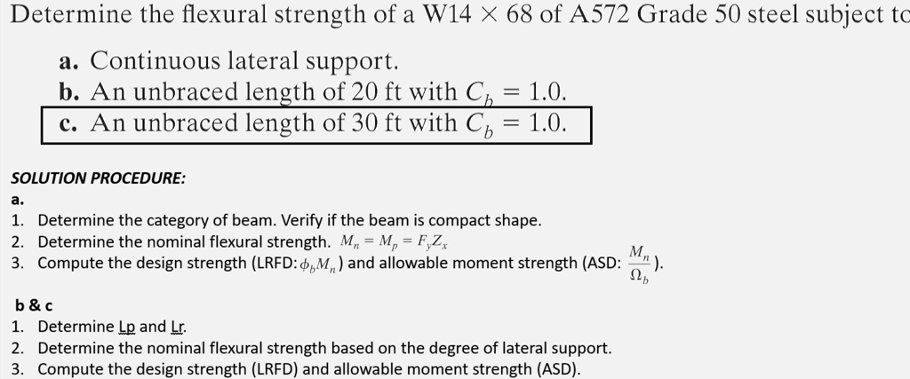 determine the flexural strength of a w14 x 68 of a572 grade 50 steel ...
