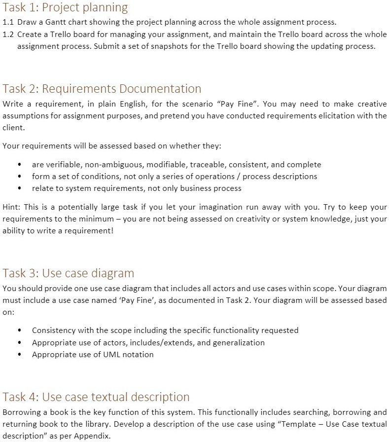 SOLVED: Task 1: Project planning 1.1 Draw a Gantt chart showing the ...