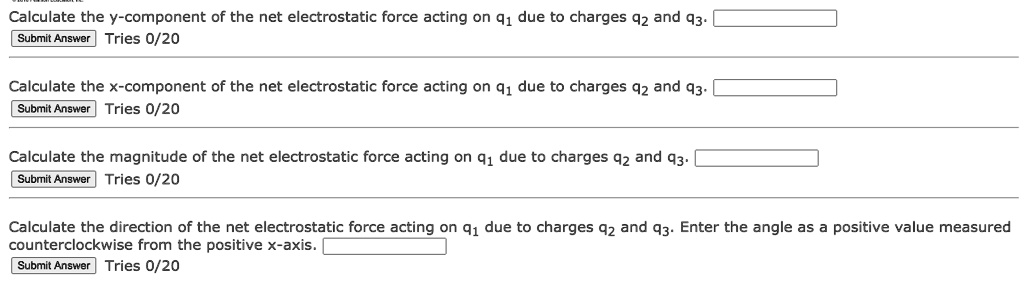 Solved Calculate The Y Component Of The Net Electrostatic Force Acting