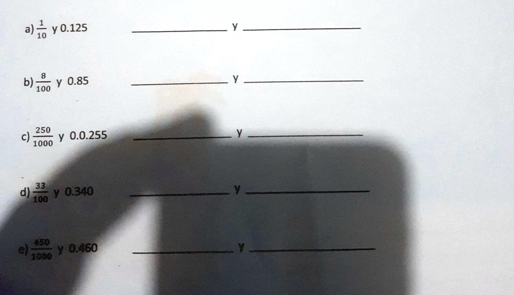 escribe una fraccion en el primer renglon y un numero decimal en el ...